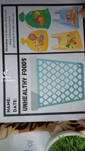 Ten(10) Healthy and Healthy Foods Worksheet by My Master J | TPT