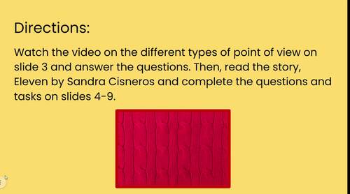 Point of View, Theme and More! Using the text Eleven by Sandra Cisneros