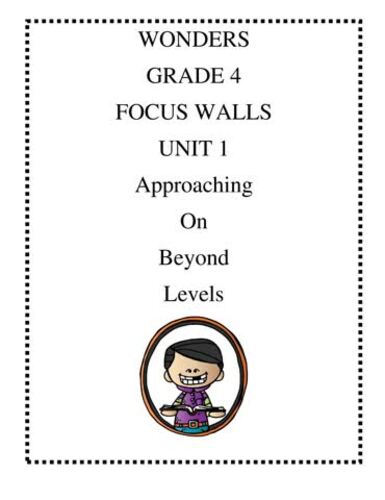 McGraw-Hill Wonders 2020 Grade 4 Unit 1 Focus Wall Sheets | TPT