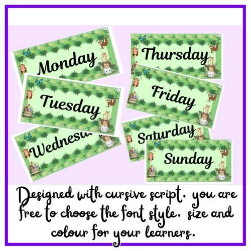 Days of the week and month labels with a classroom theme by 123Miss Poppins