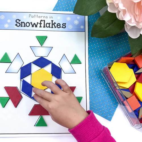 Snowflake Science Activity - Winter Pattern Block Mats for Snowflake ...
