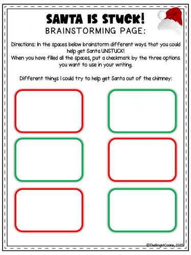 Santa is Stuck! Santa Writing Paper with Picture Box, Brainstorming ...
