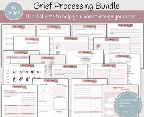 Grief Processing Worksheets, Printable & Digital Fillable by CC Digital ...
