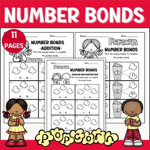 Number Bonds Missing Worksheets ,Addition ,Subtraction First Grade Math.