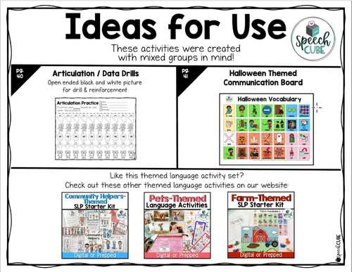 HALLOWEEN Speech Therapy Interactive Language Activities for Mixed Groups