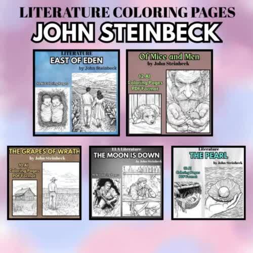 JOHN STEINBECK Literature ELA Coloring Pages BUNDLE by Prose Palooza