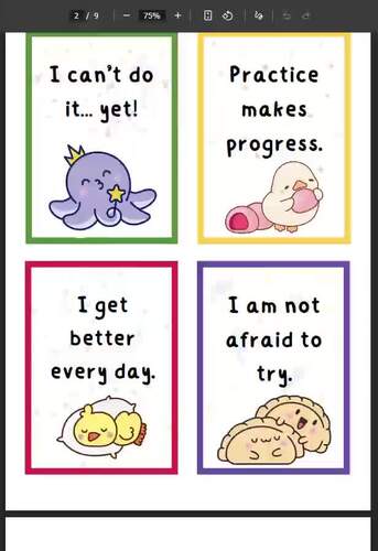 Growth Mindset Affirmation Cards for Kids | Positive Classroom Decor & SEL