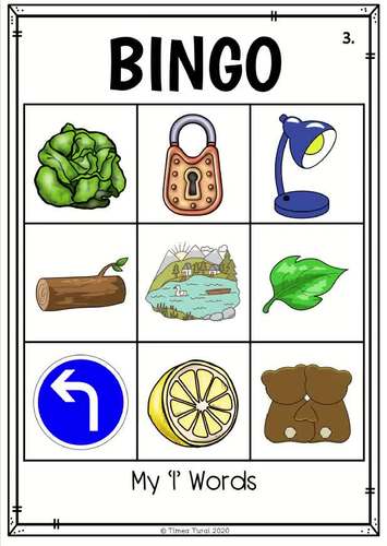 Beginning Sound 'L' Bingo -- 3x3 Grid by Timea Turai | TpT