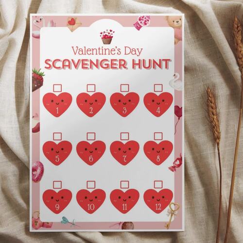 Valentines Day Scavenger Hunt Classroom Treasure Hunt Game Heart ...