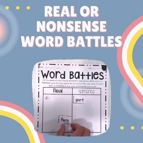 Word Battles - CVC Bundle (Real VS Nonsense Word Sort) | Word Work ...