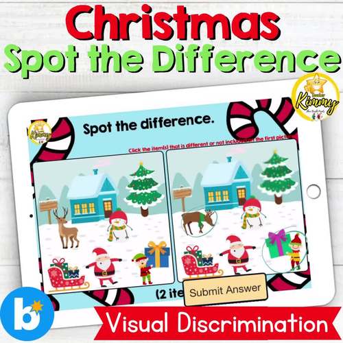 Christmas Spot the Difference Visual Comparison Boom Cards by Teacher Kimmy