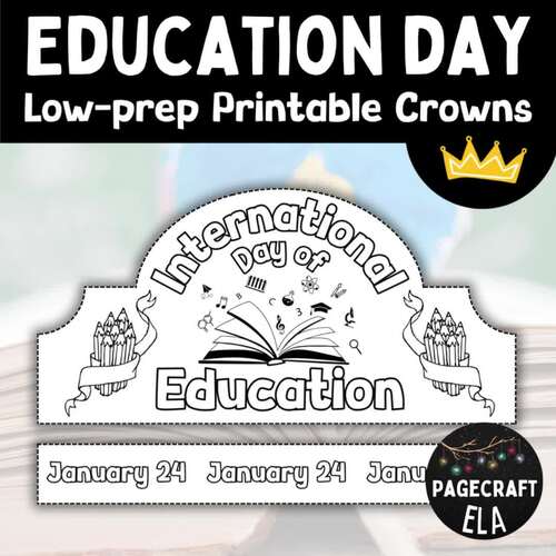 International Day of Education Crown Craft Templates | Education Day ...