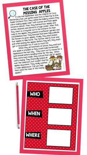 Apple Solve the Mystery Math & ELA Task Card Fall Who Dunnit Activity ...