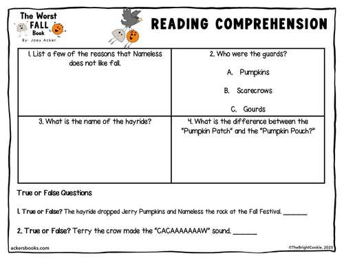 The Worst Fall Book- Fall Activities, Scarecrow Craft, Pumpkin Fall Math