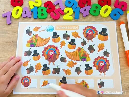 Thanksgiving Day I Spy Worksheets : Search, Count & Write Numbers ...