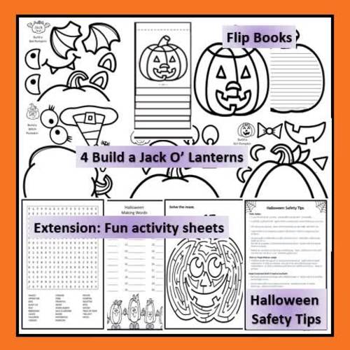 Halloween Jack O Lantern Booklet Activities by Paradise Creations