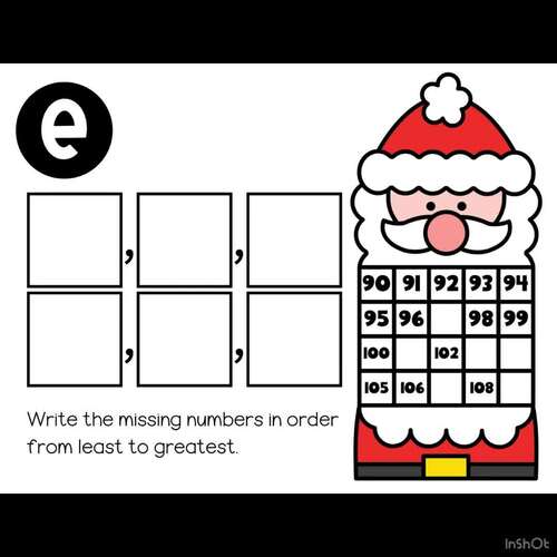 Holiday Ordering Numbers to 120 Math No Prep Task Cards for 1st Grade