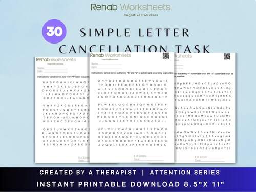 Letter Cancellation Task (30 Worksheets) - Attention & Visual Scanning