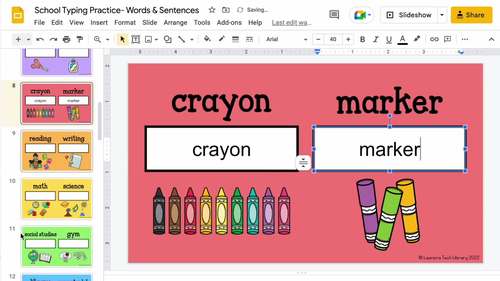 Back to School Digital Word & Sentence Typing in Google Slides™ | TPT