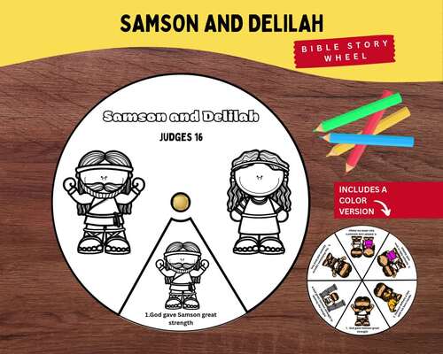 Samson and Delilah Bible Story Wheel Printable | Judges 16 Sunday ...