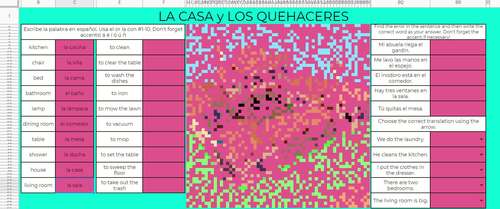 Spanish House and Chore Vocabulary Digital Mystery Picture Spanish ...