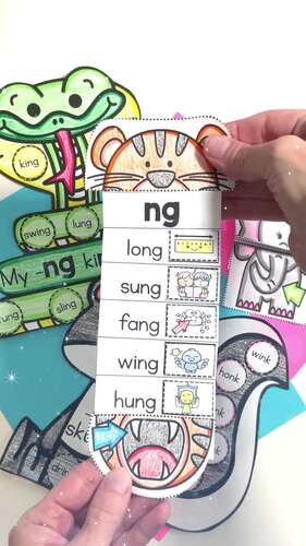 BUNDLE Ending -NK & -NG 4 Phonics Crafts Glued Sounds Worksheets ...