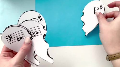Bass Clef Accidentals // Sharps and Flats Heart Matching Game for Music ...