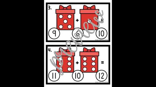 Christmas Gifts Dice Addition to 12 Task Cards Counting Clip Cards