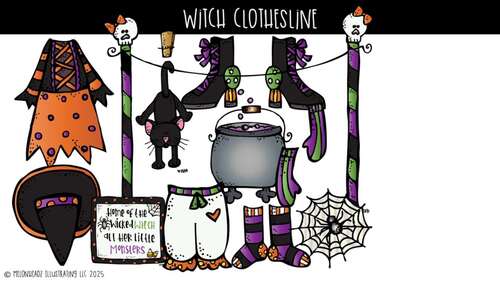 Witch Clothesline clip art, Halloween, clothing COMBO PACK | TPT