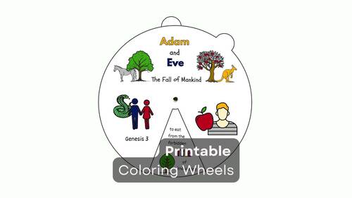 Adam and Eve Coloring Wheel, Sunday School Craft Printable, Fall of Man ...