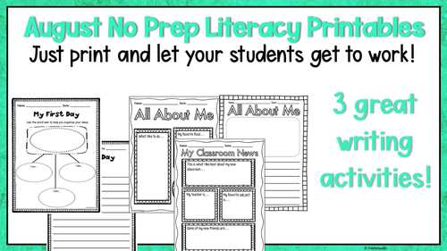 August 1st Grade No Prep Literacy Worksheet Packet + TpT EASEL by ...