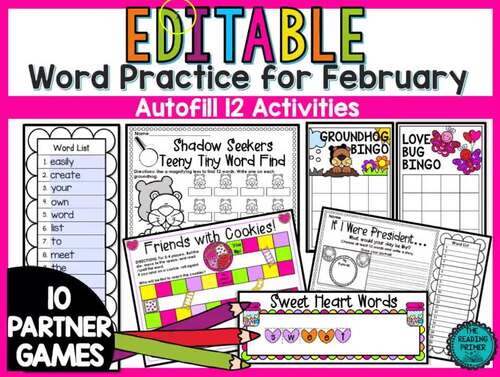 EDITABLE Spelling and Sight Word Practice with Autofill Activities for ...