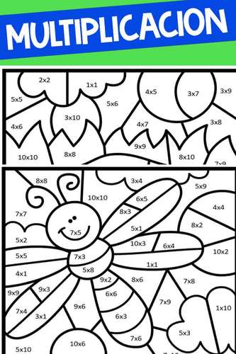 Spanish Multiplication Color by Number Pond Life by Primary Piglets