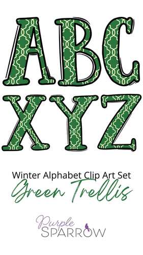 Winter Alphabet Clip Art | Green Trellis | 26 PNG Files by Purple Sparrow