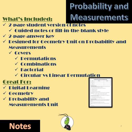 Permutations and Combinations Geo Guided Notes Probability and Measurement