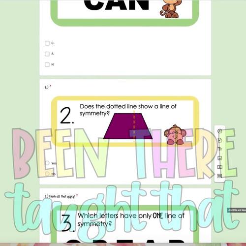 4th Grade Lines of Symmetry Self Grading Quizzes by Been There Taught That