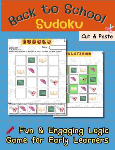 Back to School Sudoku – Cut & Paste Logic Puzzles 10 Color Worksheets