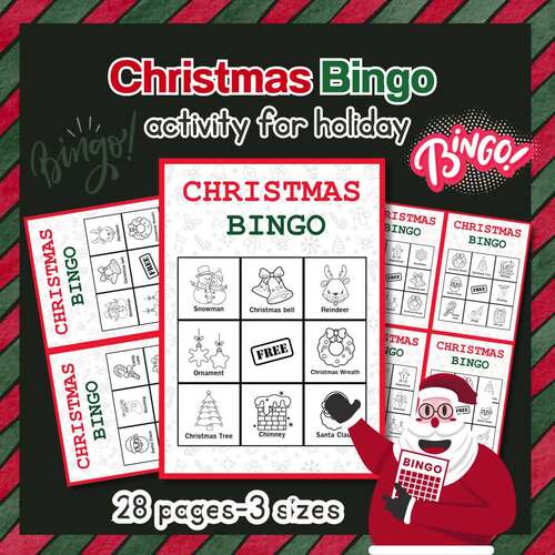 Christmas Bingo Game, Activity for Kids, Bingo kids, Christmas Bingo Cards