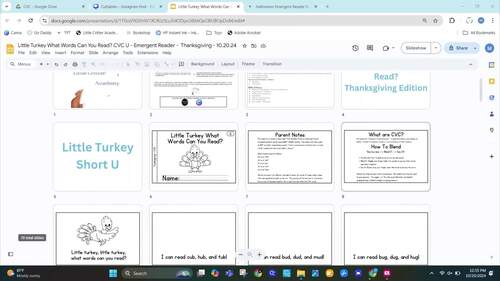 Thanksgiving Emergent Reader Booklet | Short U CVC Word Thanksgiving ...