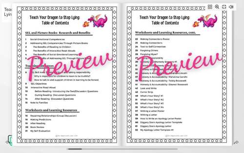 Teach Your Dragon to Stop Lying Interactive Read Aloud ELA SEL Activities