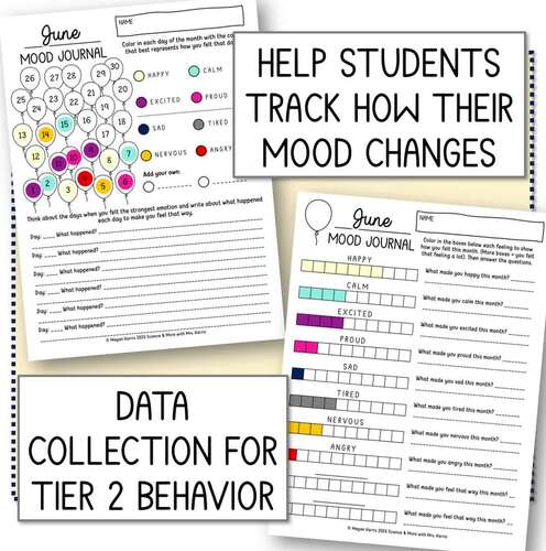Emotional Mood Tracker Reflection Journal (Daily, Weekly, Monthly) June