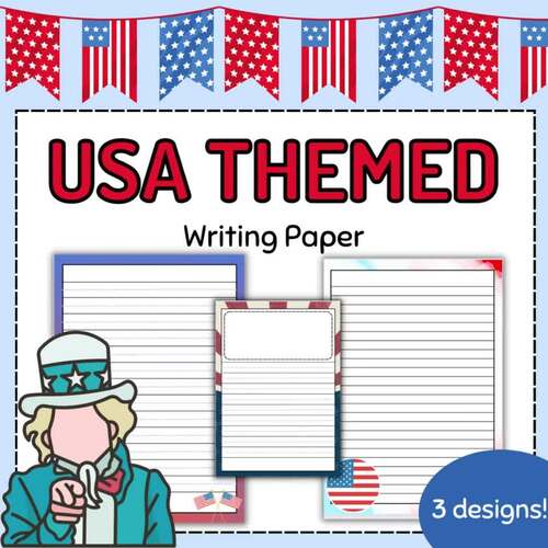 USA Themed Writing Paper | Differentiated Lines | President's Day