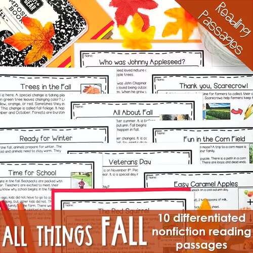 Fall Reading Comprehension Passages by ELA with Mrs Martin | TPT