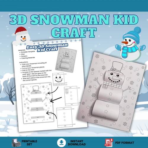 Build a Snowman | Cut & Paste Winter Crafts | Holiday Activity | Winter ...