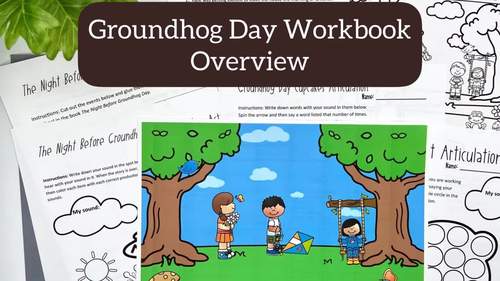 Groundhog Day Language and Articulation Workbook for Speech Therapy NO PREP