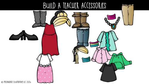 Build a Teacher Accessories clip art, Me, digital paper doll COLORED ...
