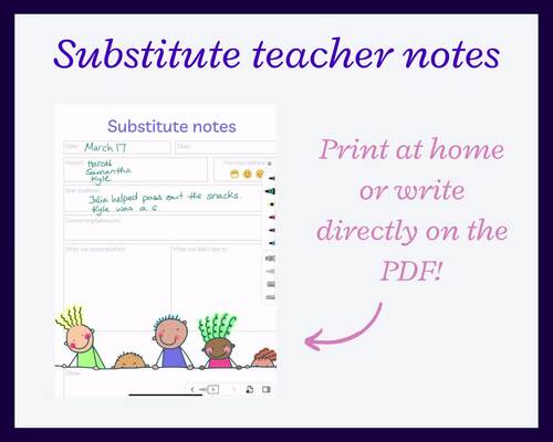 Substitute teacher note for elementary school teachers (quirky & fun)!