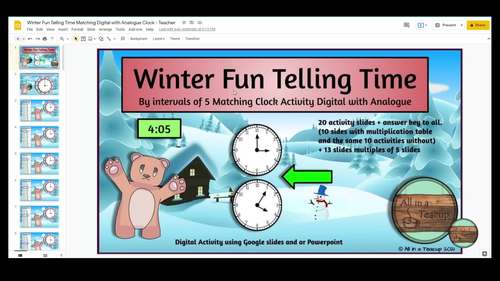 Winter Fun Telling Time Matching Digital and Analogue Clock Digital ...