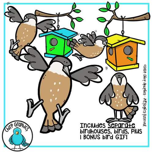 Prepositions Bird and Birdhouse Clip Art Set by Chirp Graphics | TPT