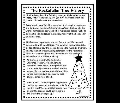 Rockefeller Christmas Tree and Owl Comprehension Pack for Christmas and ...